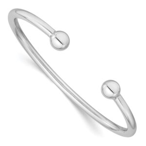 icecarats 925 sterling silver 3mm cuff bangle bracelet