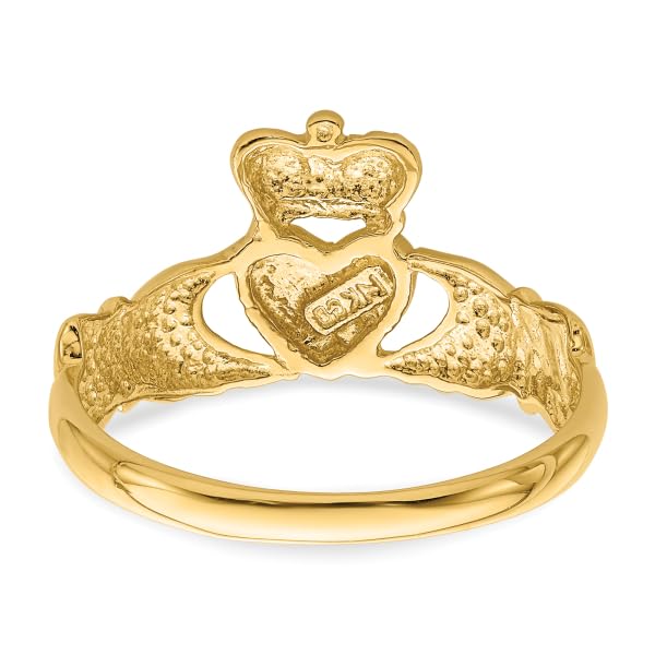 14K Yellow Gold Heart Love Irish Claddagh Celtic Ring Jewelry Size 7.00