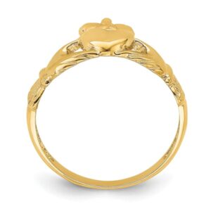 14K Yellow Gold Heart Love Irish Claddagh Celtic Ring Jewelry Size 7.00