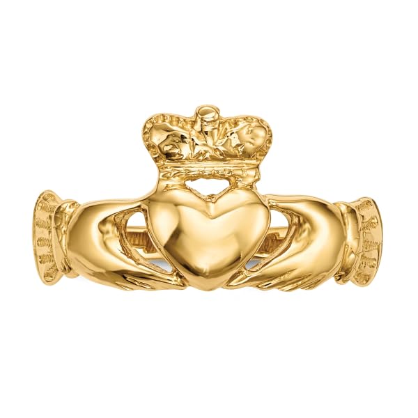 14K Yellow Gold Heart Love Irish Claddagh Celtic Ring Jewelry Size 7.00