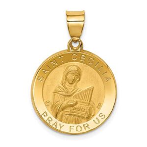 IceCarats 14K Yellow Gold Saint Cecilia Medal Necklace Charm Pendant Only