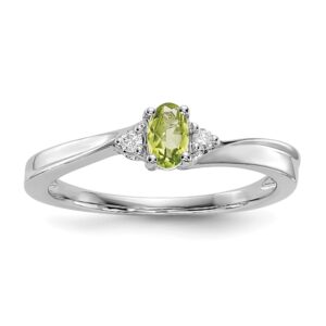 icecarats 925 sterling silver green peridot diamond ring gemstone band august birthstone jewelry size 8.00