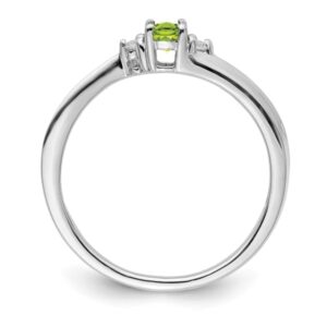 IceCarats 925 Sterling Silver Green Peridot Diamond Ring Gemstone Band August Birthstone Jewelry Size 8.00