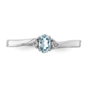 IceCarats 925 Sterling Silver Blue Aquamarine Diamond Ring Gemstone Band March Birthstone Jewelry Size 6.00