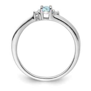 IceCarats 925 Sterling Silver Blue Aquamarine Diamond Ring Gemstone Band March Birthstone Jewelry Size 6.00