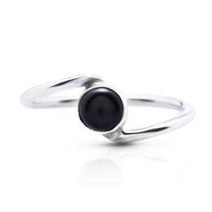 black onyx delicate ring 925 sterling silver vintage boho chic us size 5 6 7 8 9 (9)