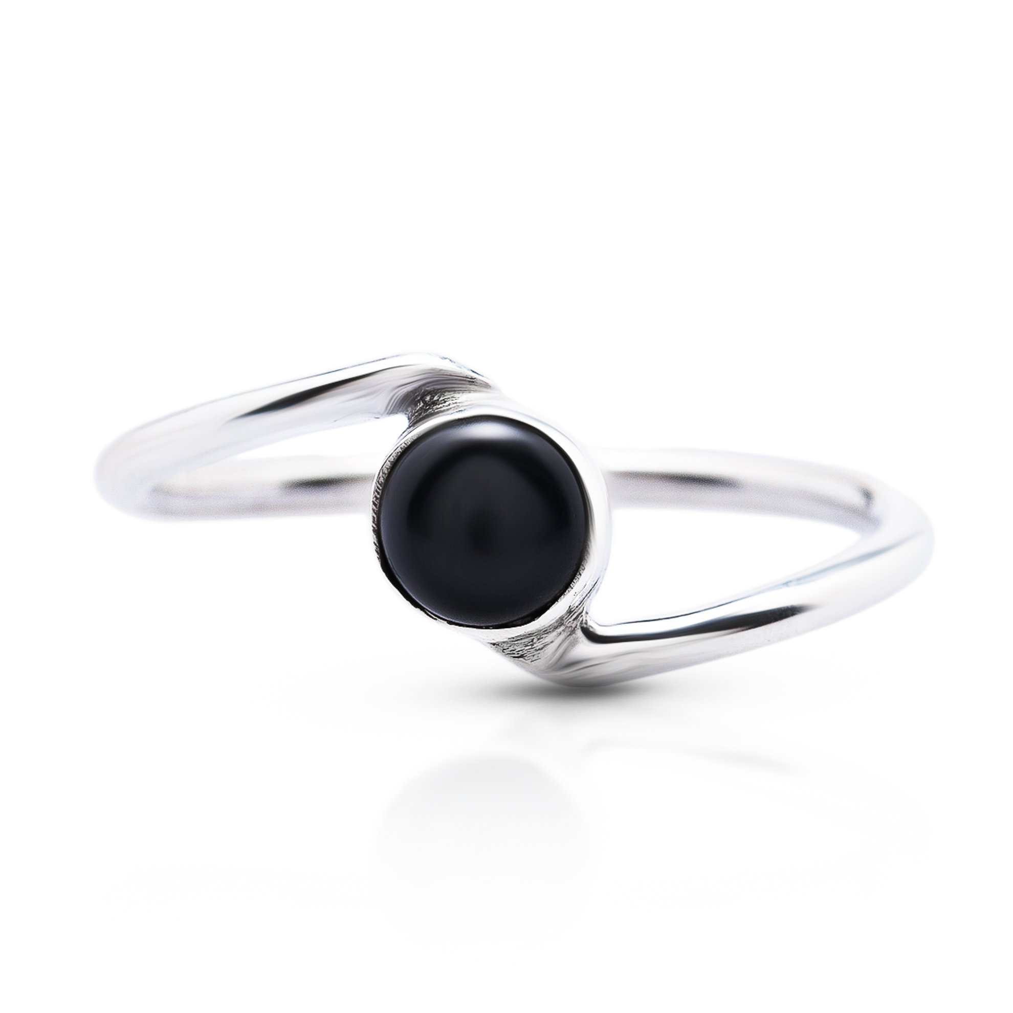 Black Onyx Delicate Ring 925 Sterling Silver Vintage Boho Chic US Size 5 6 7 8 9 (9)