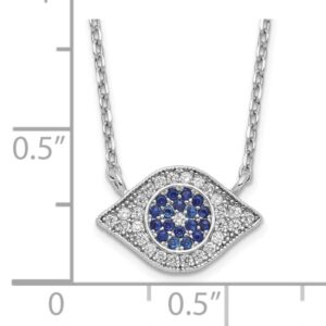 IceCarats 925 Sterling Silver Cubic Zirconia CZ Hamsa Good Luck Blue Evil Eye Protection Necklace 17 inch Chain