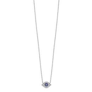 IceCarats 925 Sterling Silver Cubic Zirconia CZ Hamsa Good Luck Blue Evil Eye Protection Necklace 17 inch Chain