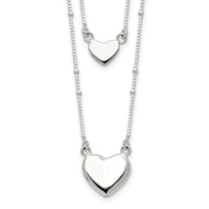 icecarats 925 sterling silver 2 strand heart love dangling chain necklace