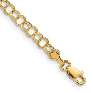 icecarats 10k yellow gold double link chain charm bracelet 8 inch