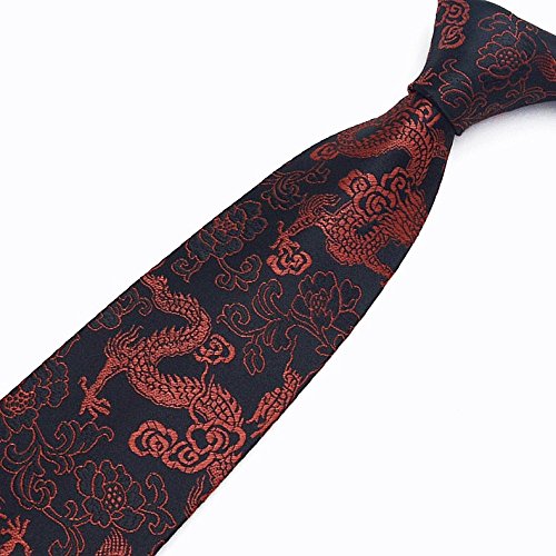 Men's Wide Black Red Ties Paisley Jacquard Woven Daily Dress Meeting Neckties