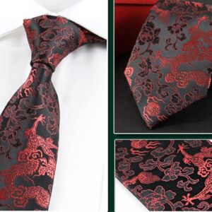 Men's Wide Black Red Ties Paisley Jacquard Woven Daily Dress Meeting Neckties