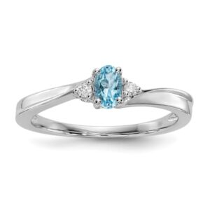 IceCarats 925 Sterling Silver Swiss Blue Topaz Diamond Ring Gemstone Band December Birthstone Jewelry Size 8.00