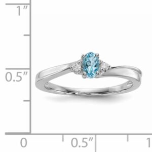 IceCarats 925 Sterling Silver Swiss Blue Topaz Diamond Ring Gemstone Band December Birthstone Jewelry Size 8.00