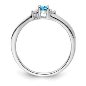 IceCarats 925 Sterling Silver Swiss Blue Topaz Diamond Ring Gemstone Band December Birthstone Jewelry Size 8.00