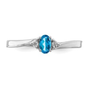 IceCarats 925 Sterling Silver Swiss Blue Topaz Diamond Ring Gemstone Band December Birthstone Jewelry Size 8.00