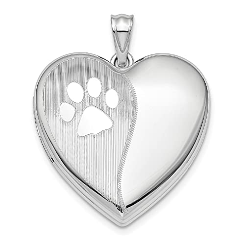 IceCarats 925 Sterling Silver Paw Print Pet Ash Holder Heart Love Personalized Photo Locket Cremation Necklace Memorial Charm Urn Pendant 30.5mm x 23.8mm Only