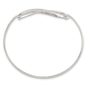 IceCarats 925 Sterling Silver Infinity Twisted Love Knot Symbol Feather Bangle Charm Bracelet