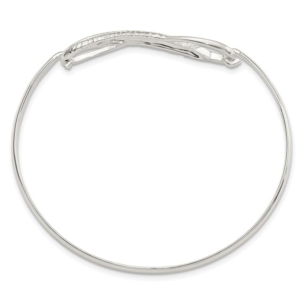 IceCarats 925 Sterling Silver Infinity Twisted Love Knot Symbol Feather Bangle Charm Bracelet