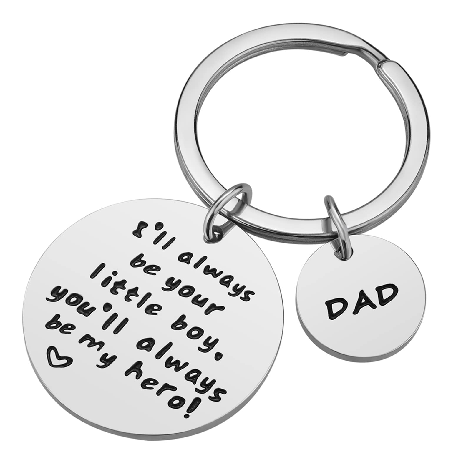 Father's Day Dad Gifts from Son - Christmas Gifts for Dad, Dad Birthday Gifts, Valentines Day Gifts for Dad, I'll Always Be Your Little Boy You'll Be My Hero Father Son Keychain