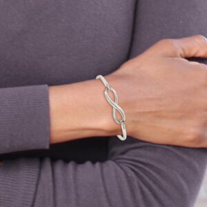 IceCarats 925 Sterling Silver Infinity Twisted Love Knot Symbol Bangle Charm Bracelet