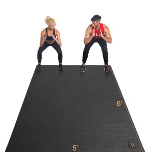 GXMMAT Large Exercise Mat 6'x5'x7mm, Non-Slip Workout Mats for Home Gym Flooring, Extra Wide and Thick Durable Cardio Mat, High Density, Shoe Friendly, Great for Plyo, MMA, Jump Rope, Stretch, Fitness