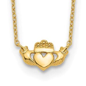 icecarats 14k yellow gold heart love irish claddagh celtic necklace 17 inch chain jewelry