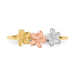 IceCarats 14K Two Tone Gold White 3 Flower Ring Size 7