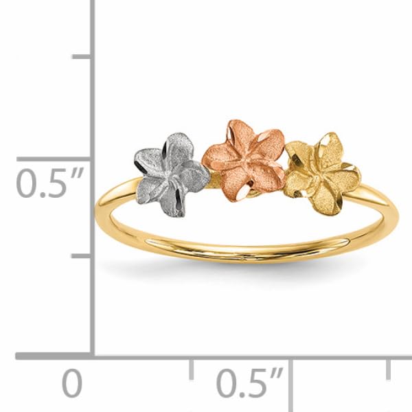 IceCarats 14K Two Tone Gold White 3 Flower Ring Size 7