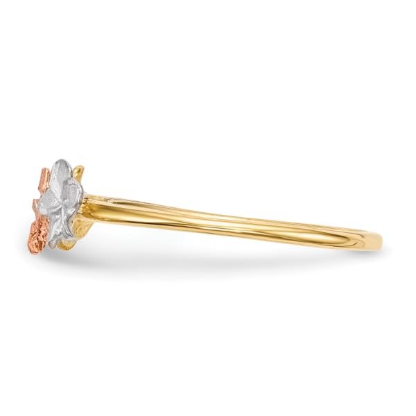 IceCarats 14K Two Tone Gold White 3 Flower Ring Size 7