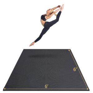 gxmmat large yoga mat 6'x6'x7mm, thick workout mats for home gym flooring, extra wide and thick, non-slip quick resilient barefoot exercise mat, ultra comfortable cardio mat for pilates, stretching