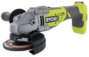 ryobi p423 18v one+ brushless 4-1/2" 10,400 rpm grinder and metal cutter w/ adjustable 3-position side handle and onboard spanner wrench (battery not included, power tool only)