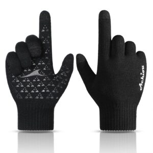 achiou winter gloves for men women, touch screen texting warm gloves with thermal soft knit lining,elastic cuff