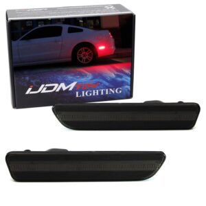 ijdmtoy smoked lens red full led rear side marker light kit compatible with 2005-09 ford mustang, powered by 54-smd led, replace oem back sidemarker lamps