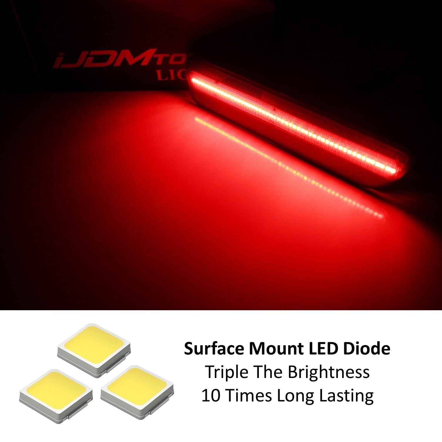 iJDMTOY Smoked Lens Red Full LED Rear Side Marker Light Kit Compatible With 2005-09 Ford Mustang, Powered by 54-SMD LED, Replace OEM Back Sidemarker Lamps