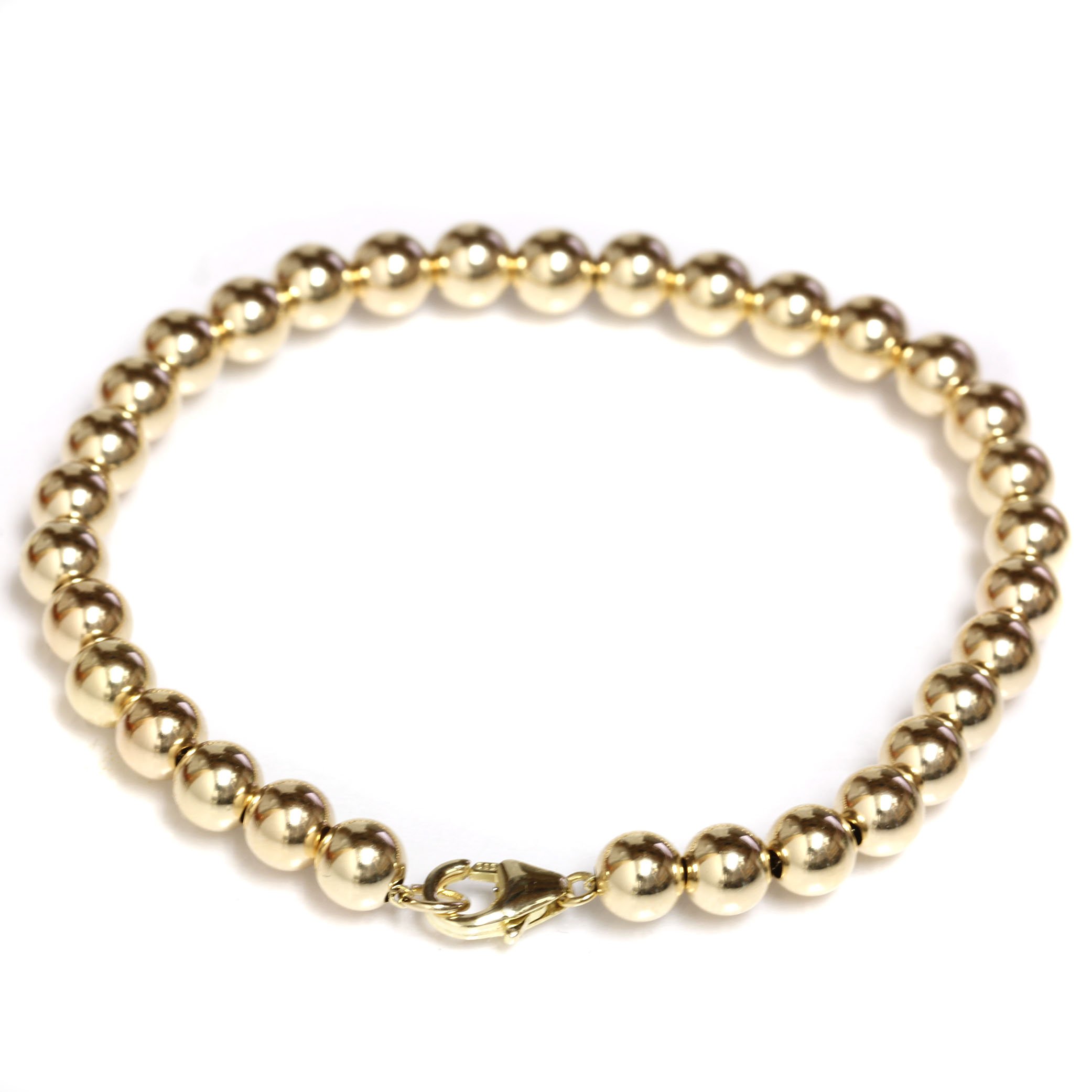 Seven Seas Pearls Beaded Bracelet 14k Solid Yellow Gold Lobster Clasp 5 mm Beads 6", 6.5", 7", 7.5" (yellow-gold, 8)