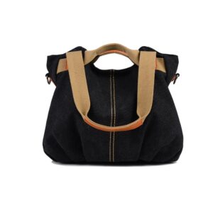 chikencall® women bags casual vintage hobo canvas mulit-pocket daily purse top handle shoulder tote shopper christmas handbags black