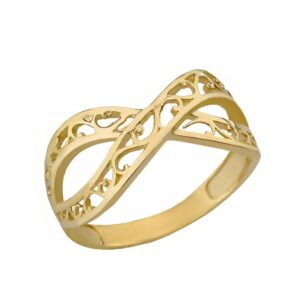 women's 10k yellow gold forever filigree infinity ring (size 10.75)