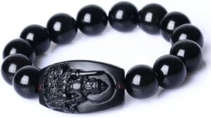 c1lint7785631 pure natural obsidian manjushri kwan-yin bodhisattva buddha bracelet bracelet