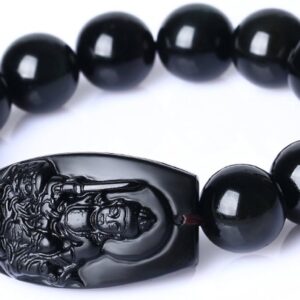 c1lint7785631 pure natural obsidian Manjushri Kwan-yin Bodhisattva Buddha bracelet Bracelet