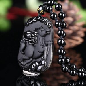 c1lint7785631 pure natural obsidian Manjushri Kwan-yin Bodhisattva Buddha bracelet Bracelet