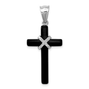 diamond2deal 925 sterling silver onyx cross pendant fine jewelry for women