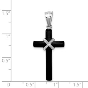 Diamond2Deal 925 Sterling Silver Onyx Cross Pendant Fine Jewelry for Women