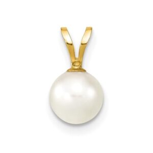 diamond2deal 14k yellow gold 6-7mm white saltwater akoya cultured pearl pendant