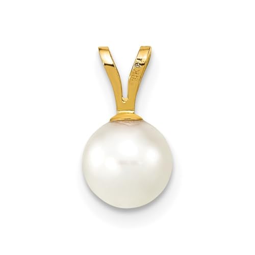 Diamond2Deal 14k Yellow Gold 6-7mm White Saltwater Akoya Cultured Pearl Pendant