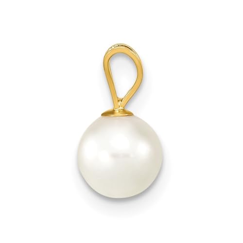 Diamond2Deal 14k Yellow Gold 6-7mm White Saltwater Akoya Cultured Pearl Pendant