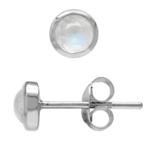 silvershake 4mm petite natural round shape moonstone white gold plated 925 sterling silver stud earrings