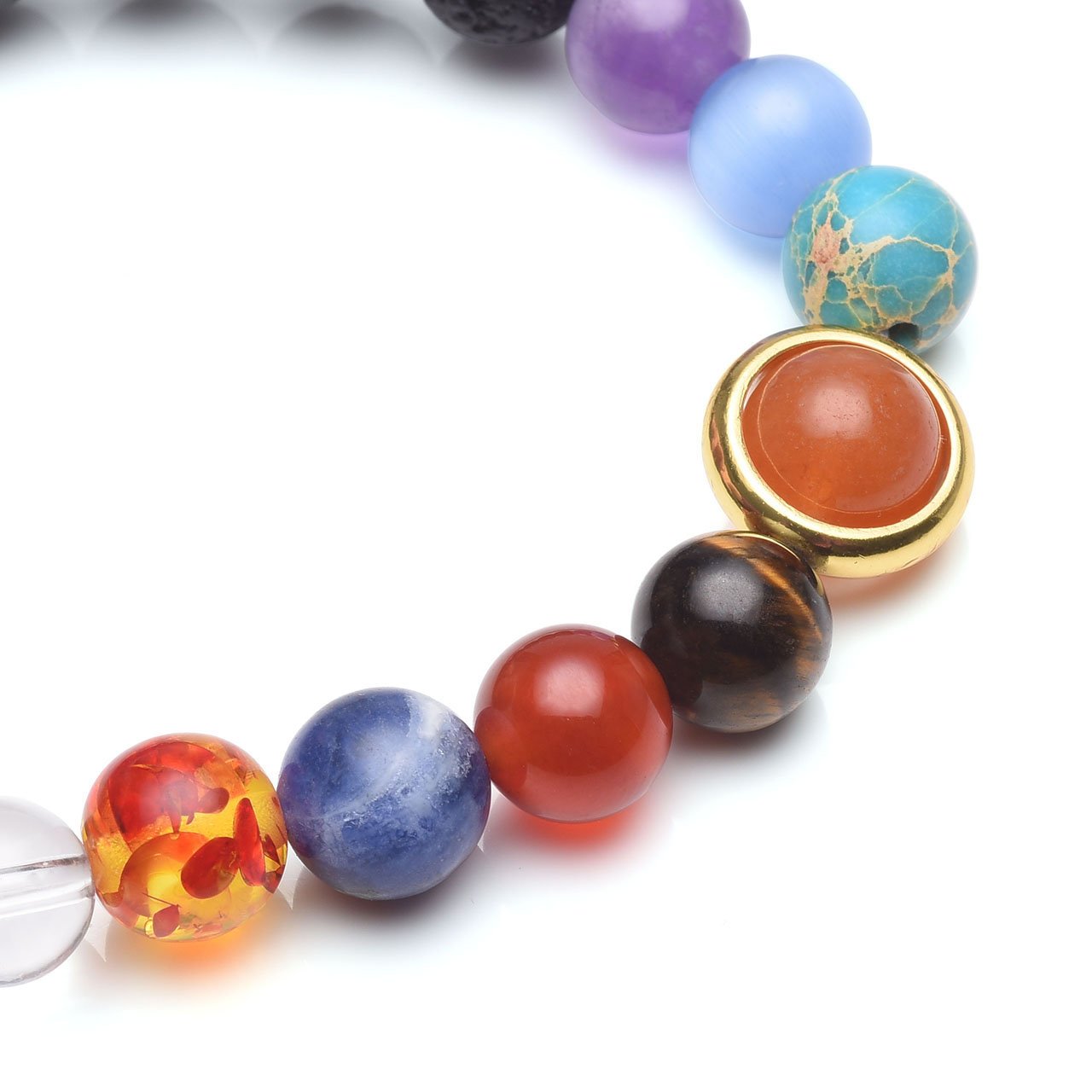 Jovivi Solar System Bracelet Universe Galaxy The Nine Planets Natural Lava Rock Beads Essentional Oil Diffuser Bracelet