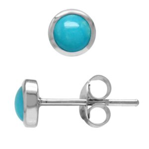 silvershake 4mm petite genuine round shape arizona american turquoise 925 sterling silver stud earrings jewelry for women and second or third hole